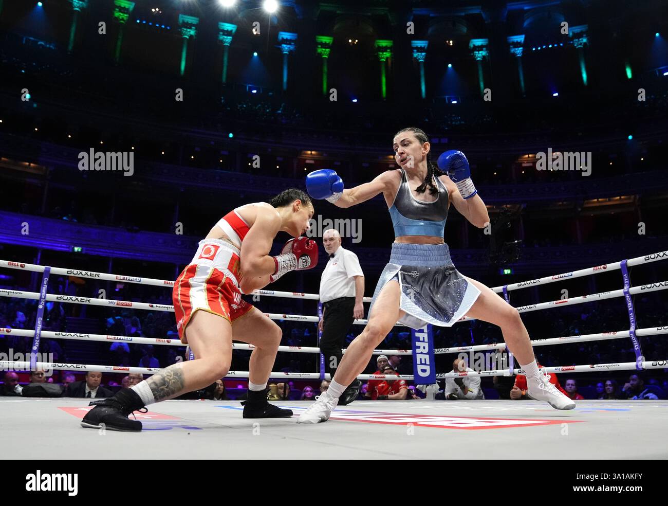 Raven Chapman (left) and Karriss Artingstall in the vacant BBBofC British Feather weight bout at ...