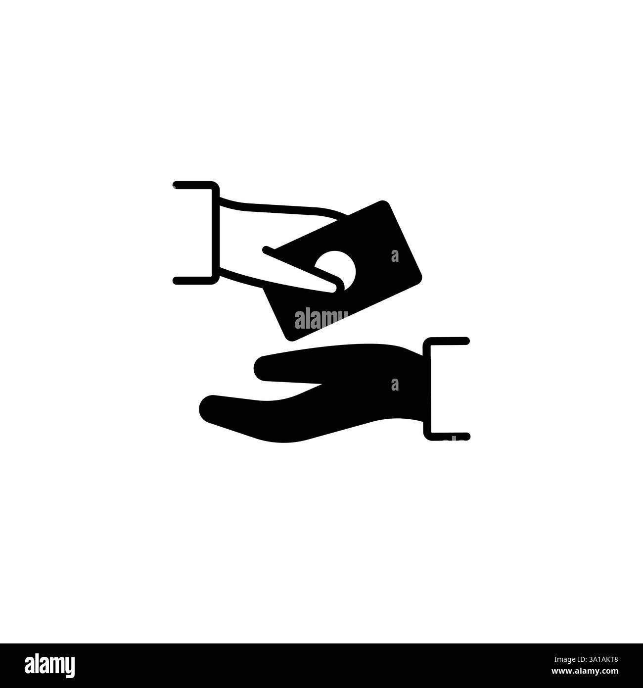 Hand holding a cup with handle facing left in simple black and white ...