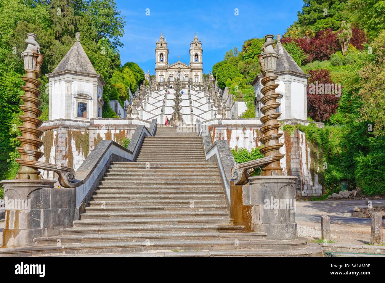 Monumental baroque stairway leading Bom Jesus do Monte church, Braga ...