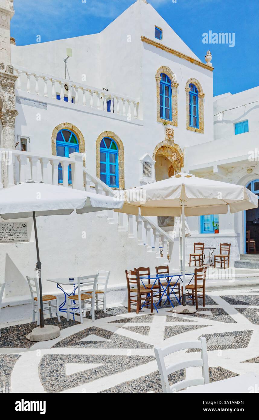 The picturesque main square of Nikia village, Nikia, Nisyros Island ...