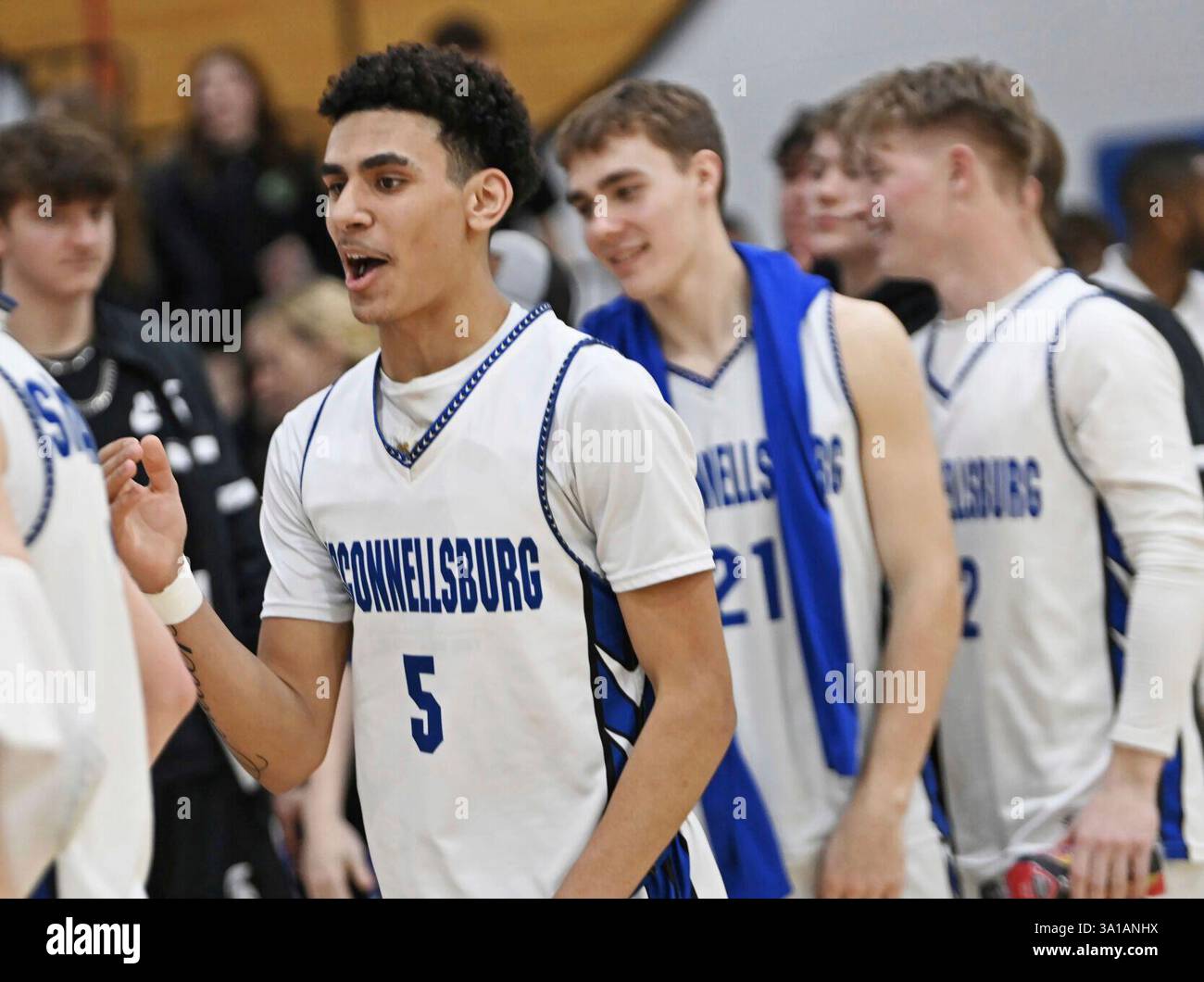 McConnellsburg's Dominic Jefferson celebrates with teammates after ...