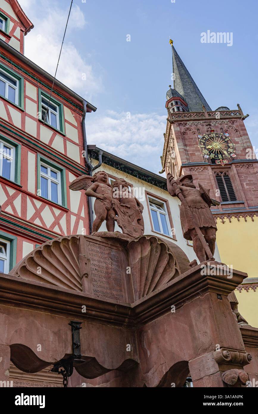 Angel fountain on the historic market square in wertheim hi-res stock ...