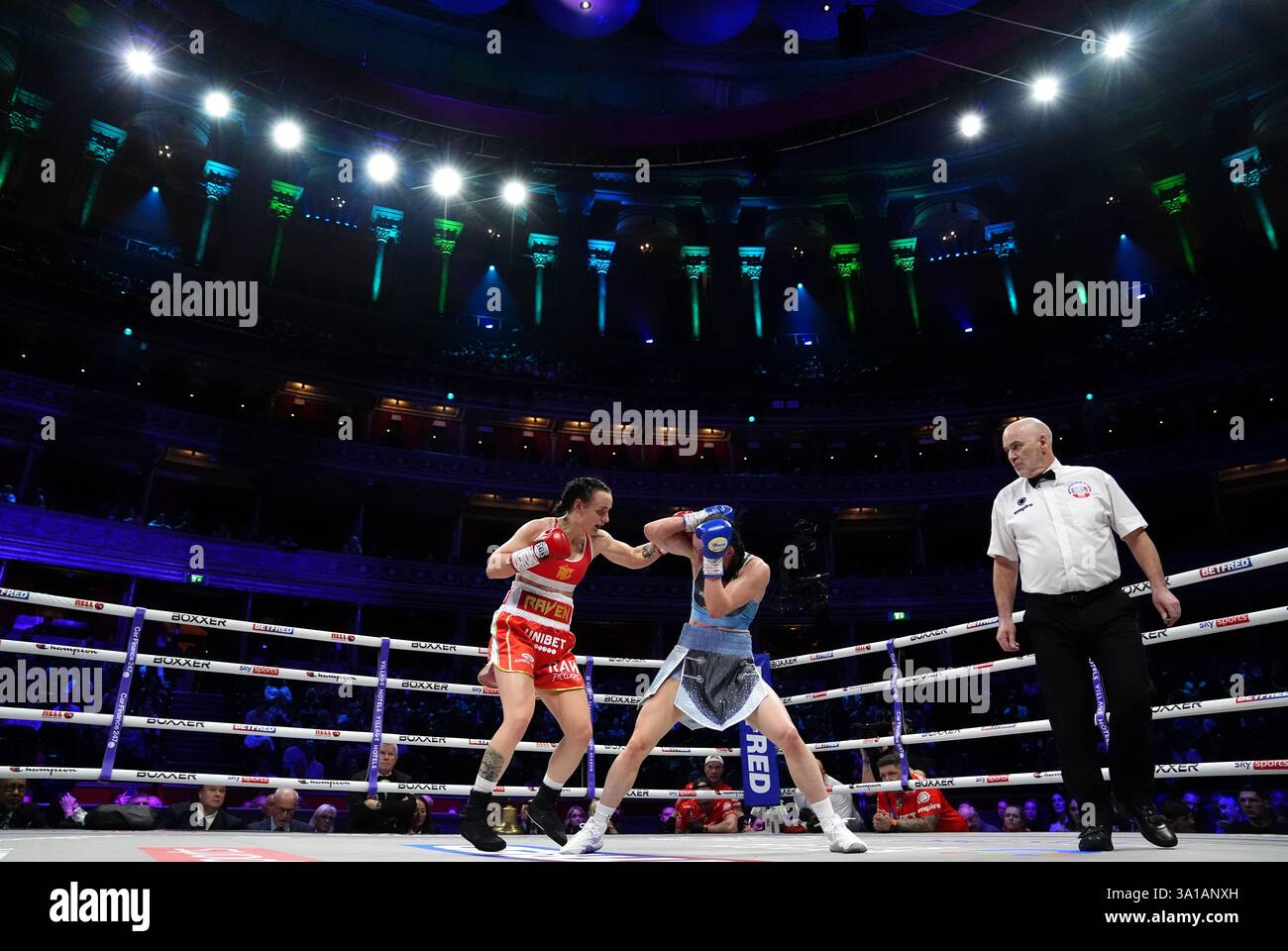 Raven Chapman (left) and Karriss Artingstall in the vacant BBBofC British Feather weight bout at ...