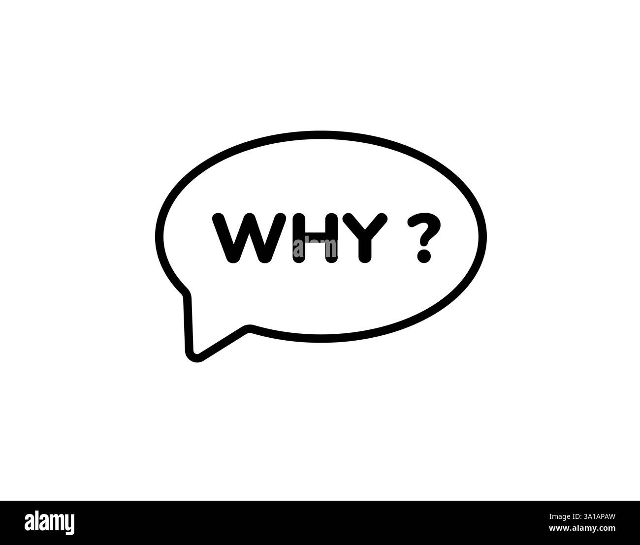 Simple speech bubble with why question mark in minimalist black linear ...