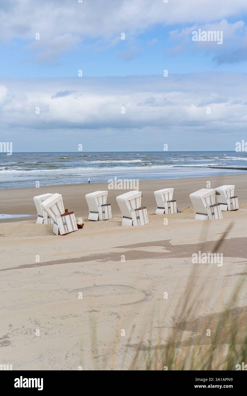 Beach in Wangerooge on the island of Wangerooge, East Frisia, North Sea ...