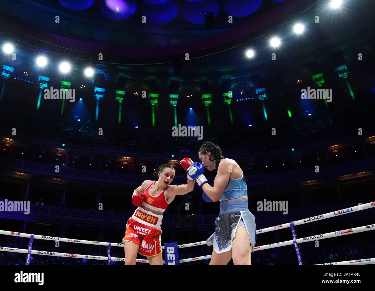 Raven Chapman (left) and Karriss Artingstall in the vacant BBBofC British Feather weight bout at ...
