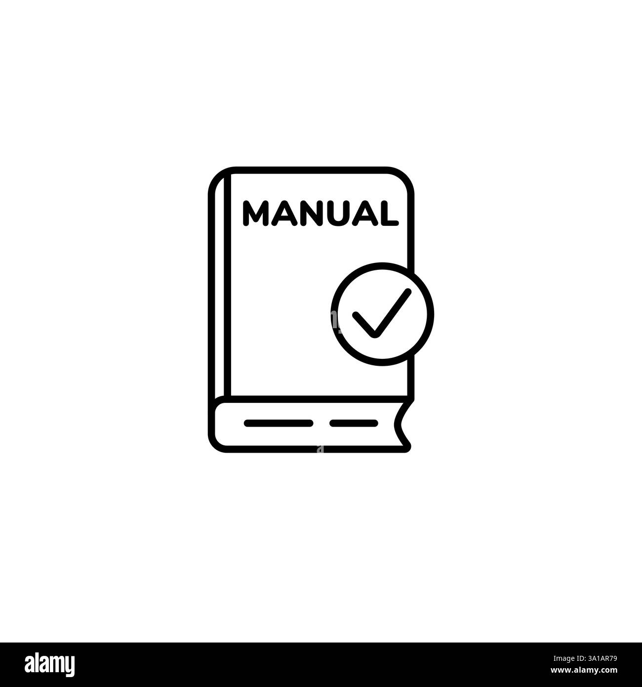 Manual icon with book and check mark for instructions or guidelines ...