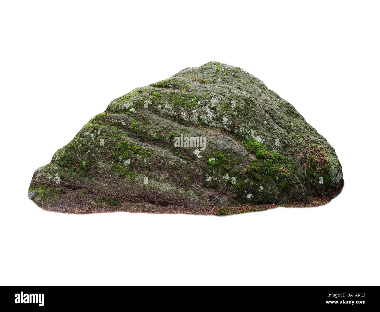stone covered with moss isolated on white background Stock Photo - Alamy
