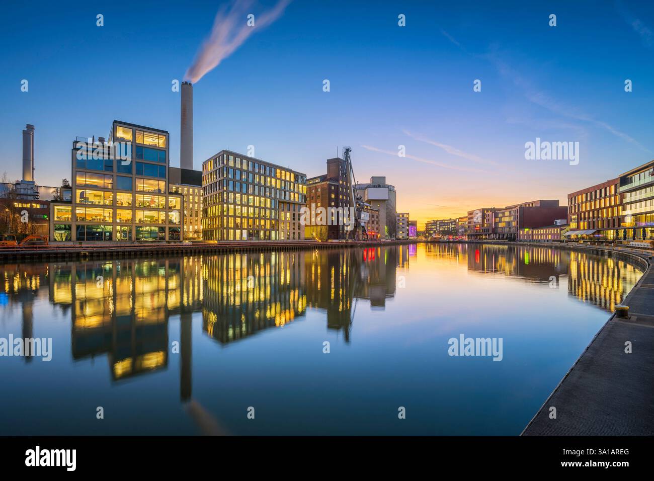 Stadthafen in Münster, Germany at night Stock Photo - Alamy