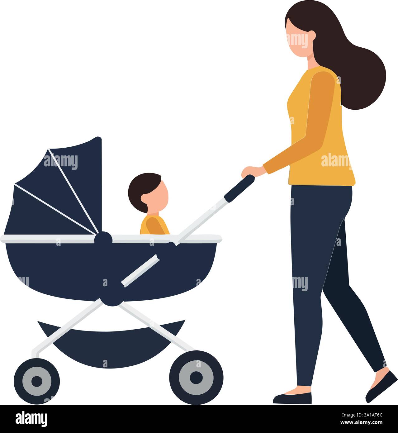 Transition from a stationary position to walking with stroller Stock ...