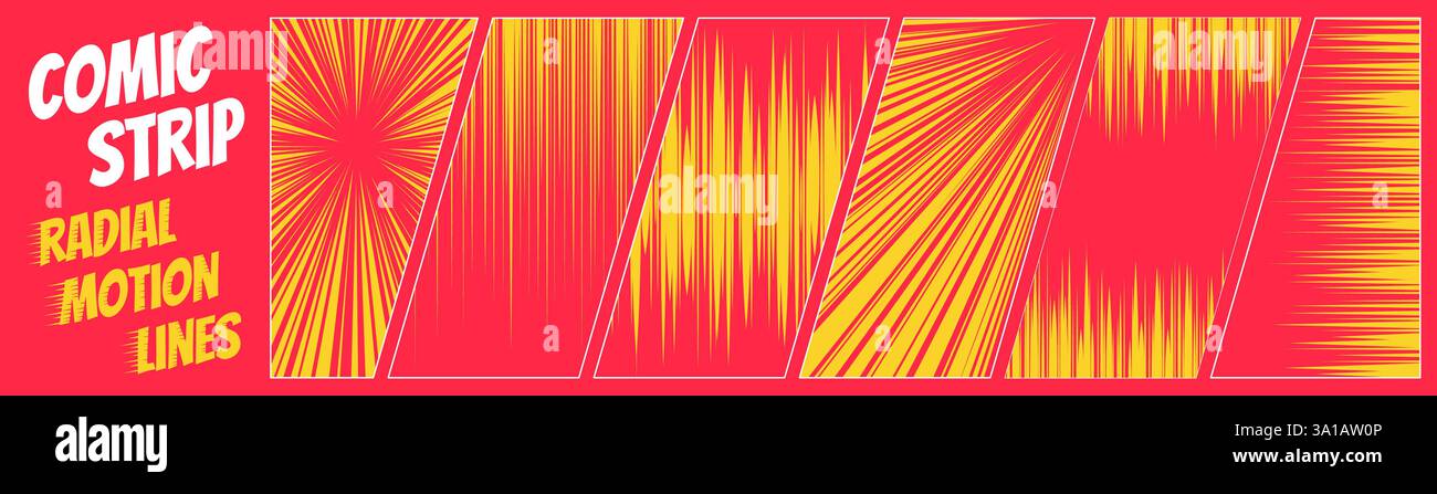 Anime speed lines with fast moving burst effect set. Radial ...