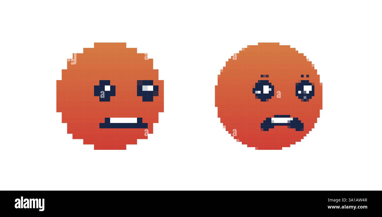 Two pixel art emoticons showing different facial expressions and ...
