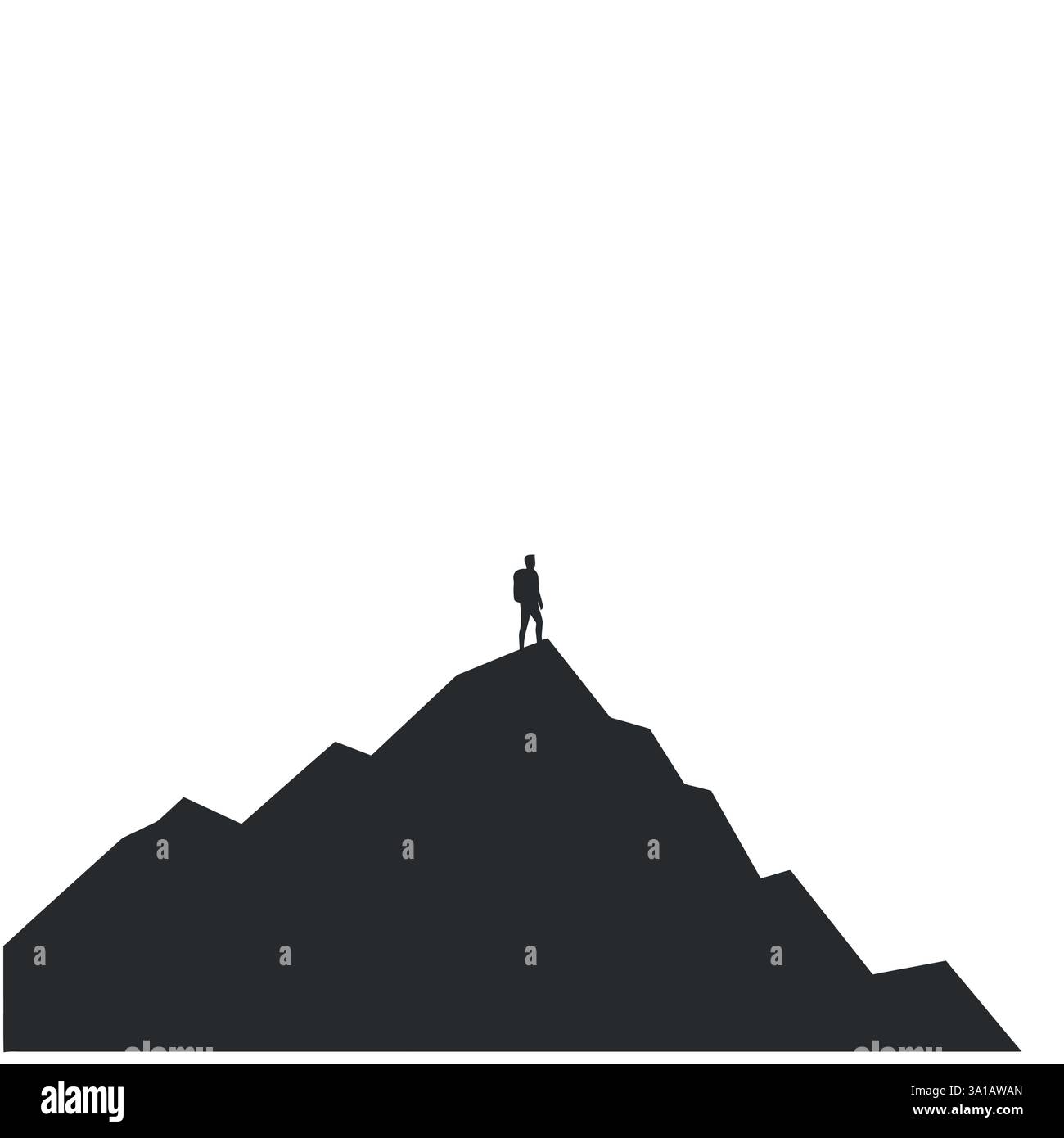 The climber reaches the summit with a triumphant pose Stock Vector ...