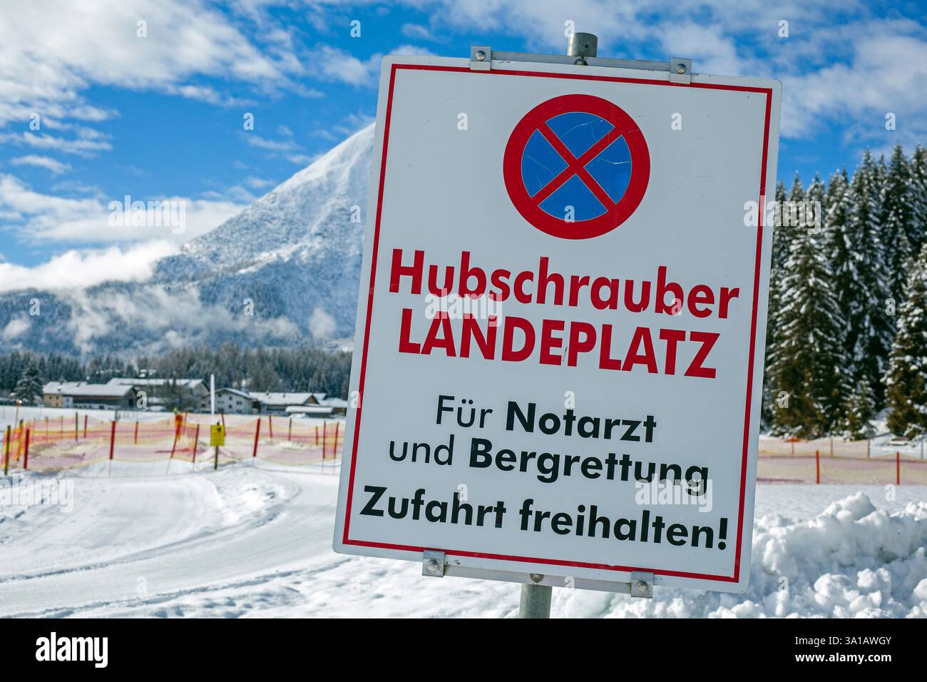 Information board for helicopter landing site Stock Photo - Alamy