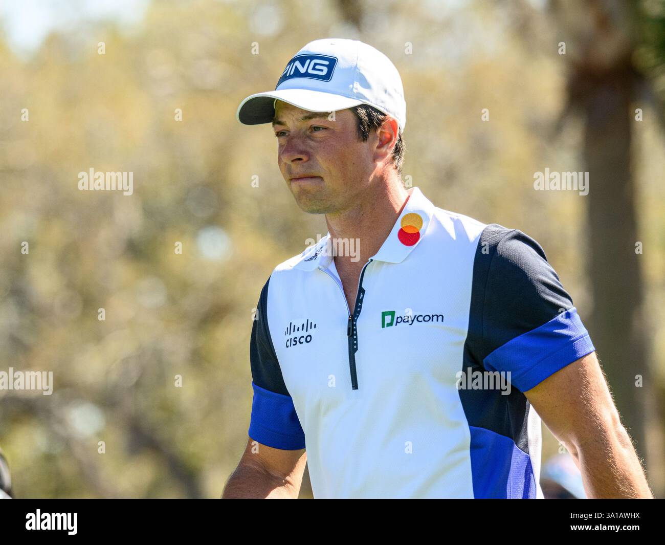 Orlando, USA. 07th Mar, 2025. March 7, 2025: Viktor Hovland of Norway walks off the 10th tee ...