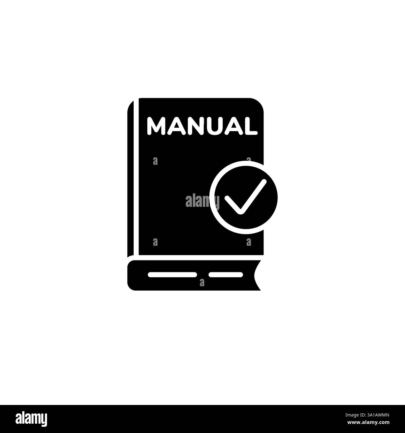 Manual book icon with check mark for approved instruction or guide ...