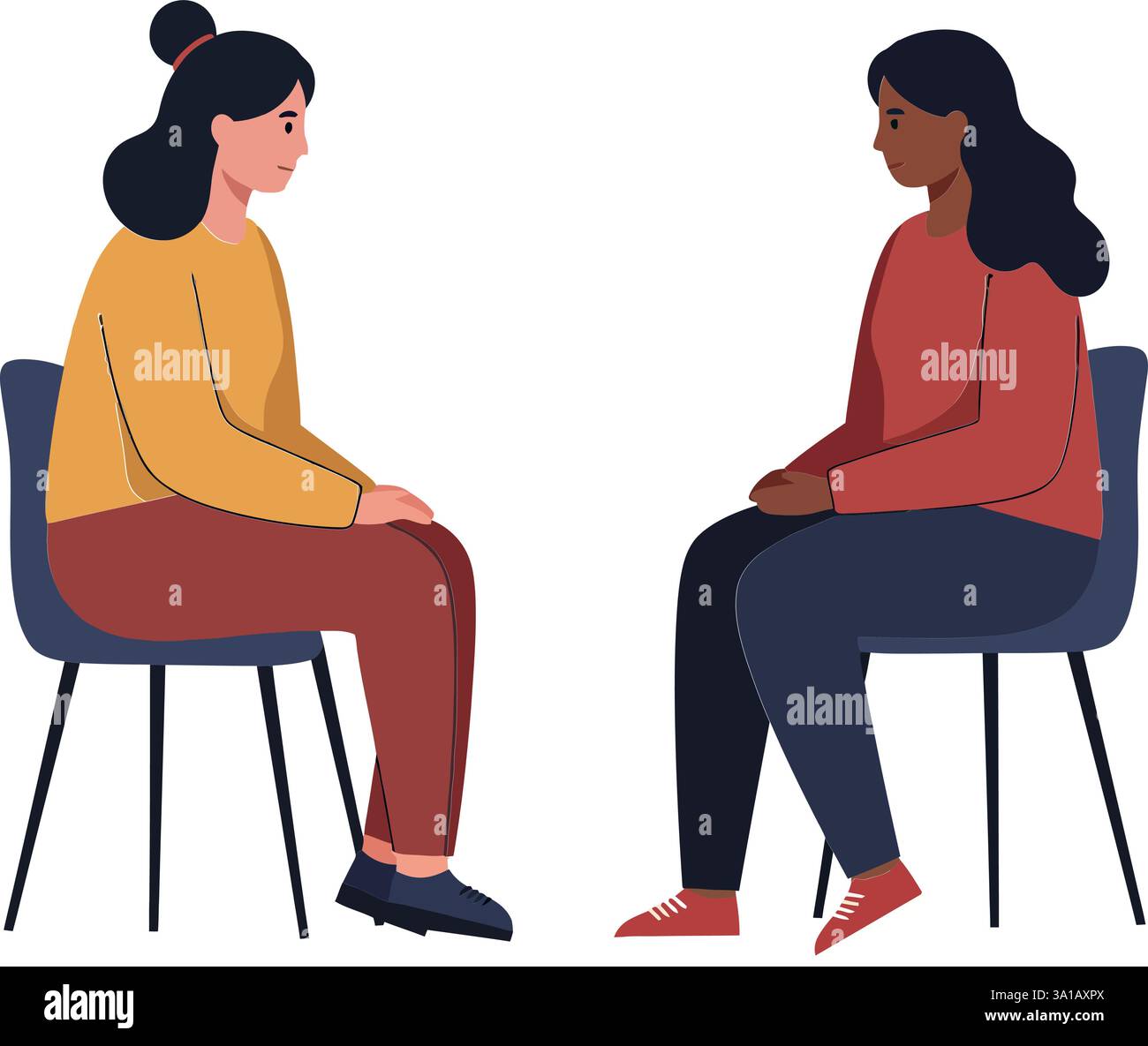 The first frame shows one woman listening attentively Stock Vector ...