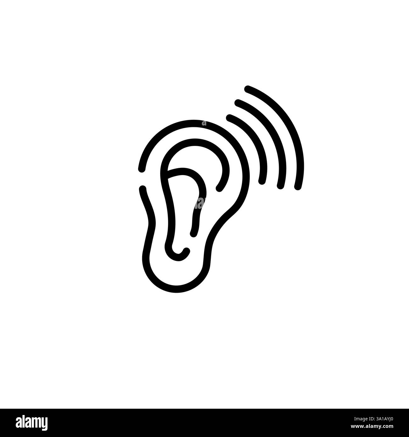 Icon of an ear with sound waves indicating listening and audio ...