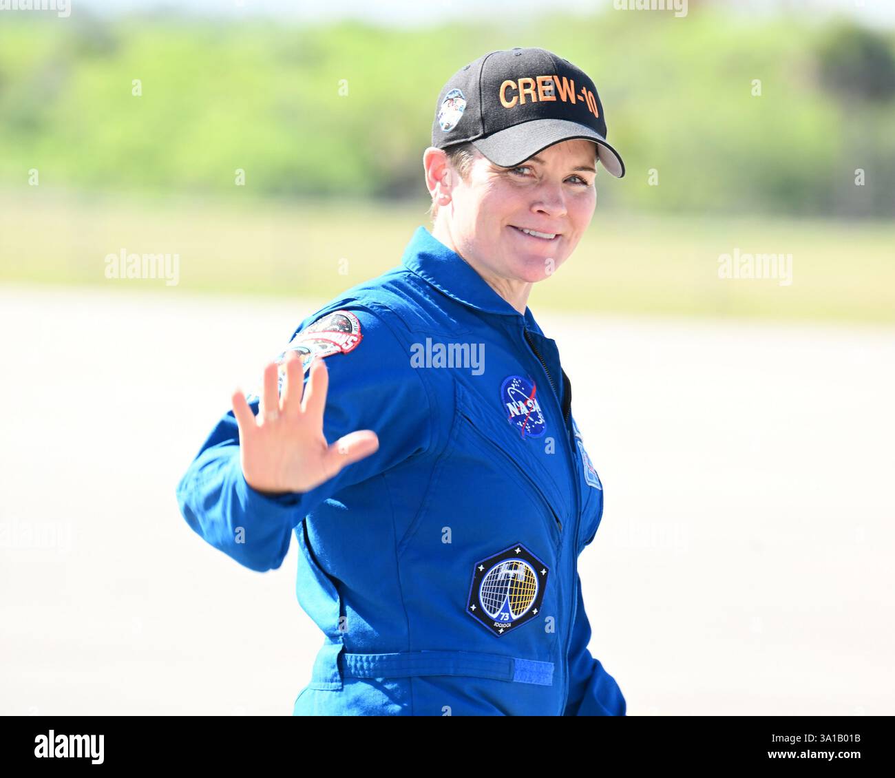 Anne McClain, Commander of the NASA Crew-10 mission arrives at the ...