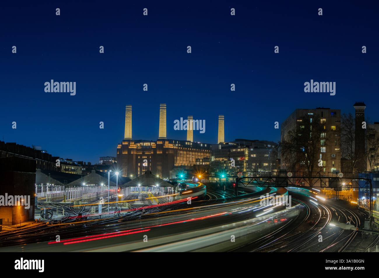 Trains Passing Battersea Power Station, London, UK Stock Photo - Alamy