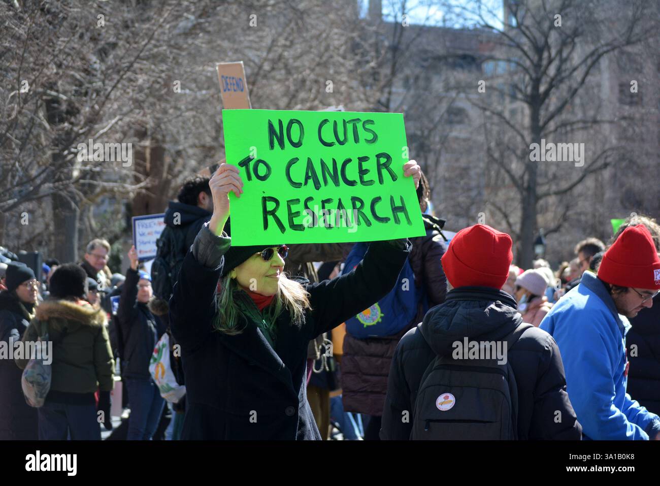 Demonstrators at a Stand Up For Science rally in Washington Square Park ...