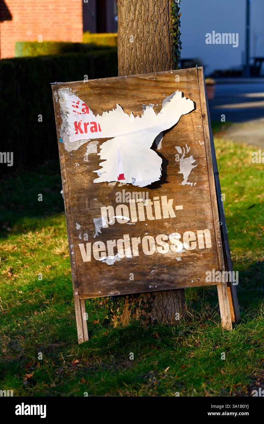 Photomontage, Torn-off election poster for the Bundestag election with ...