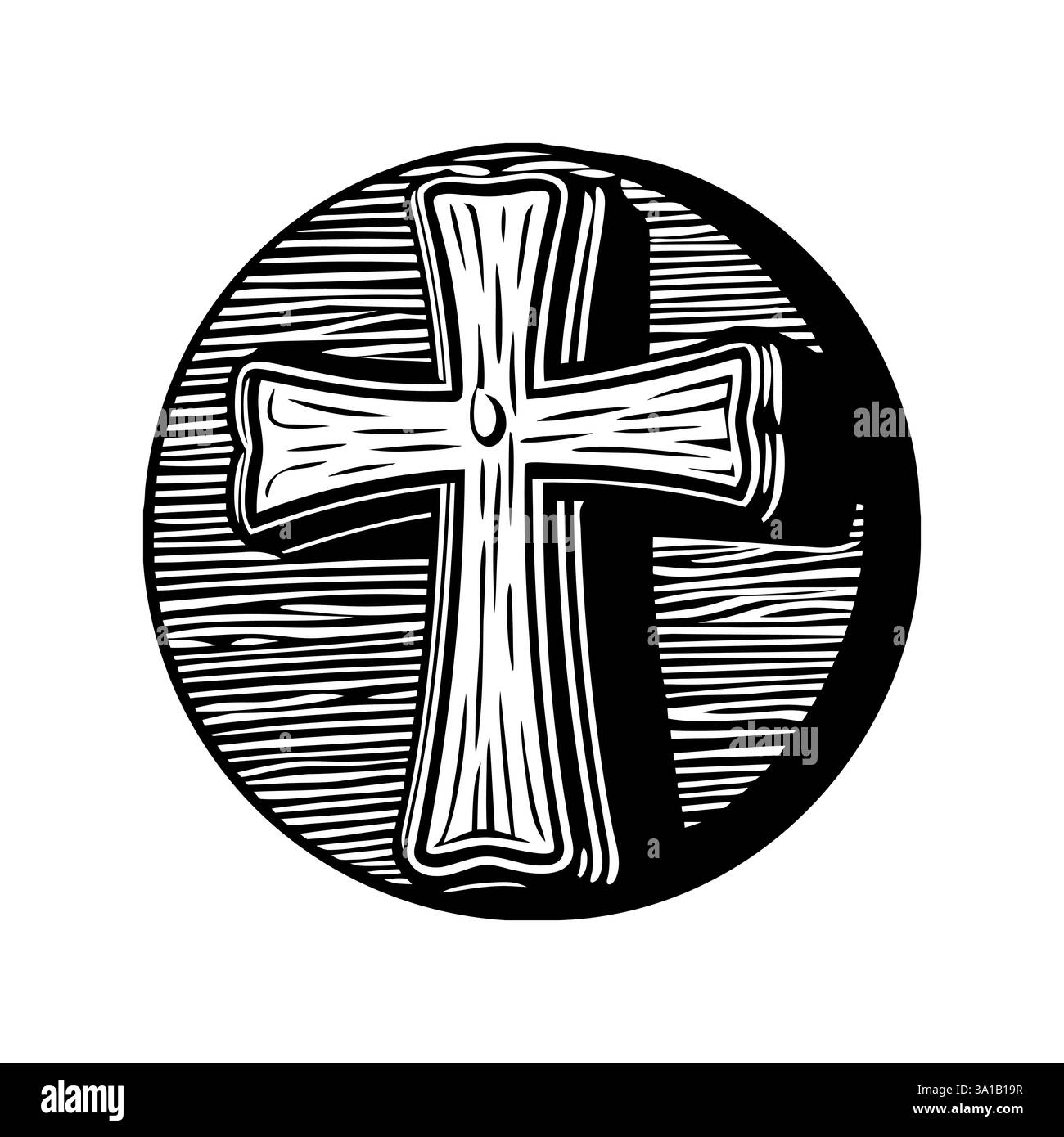 Christian cross. Christian cross inside a circle. Concept of religion ...