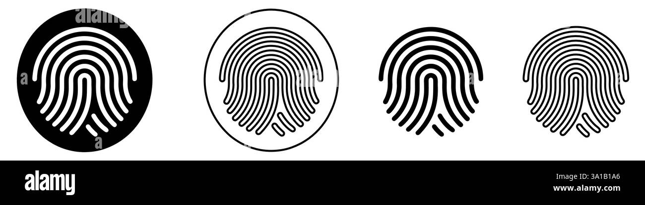 Fingerprint icons set. Black and white fingerprint design ...