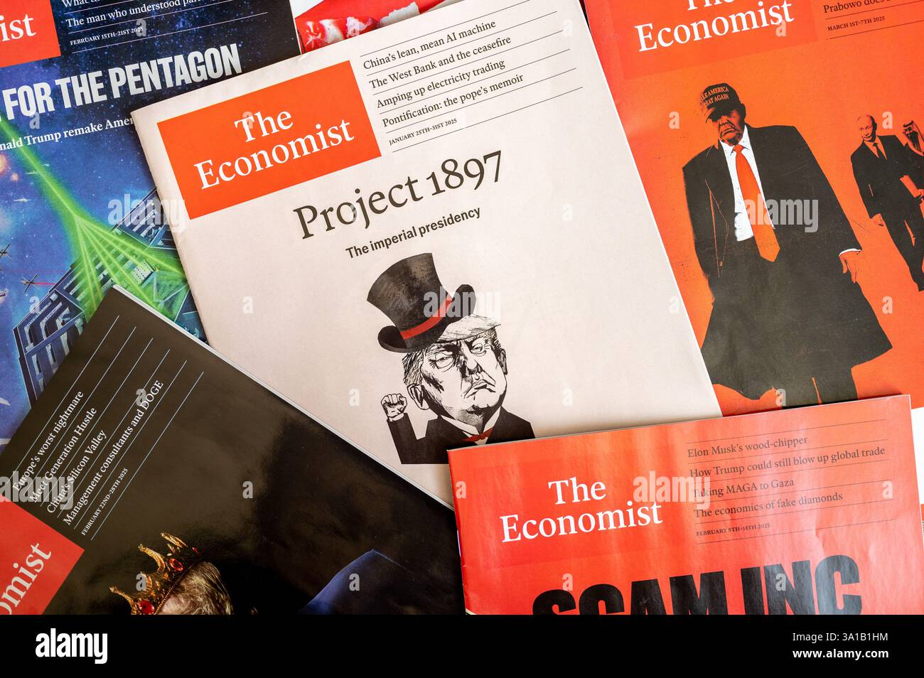 Calgary, Alberta - March 7, 2025: Covers of The Economist magazine with ...