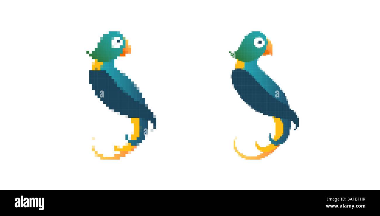 Pixel art parrot with vibrant colors showcasing digital artwork ...