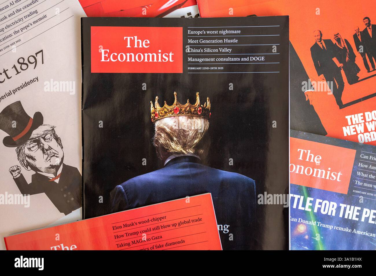 Calgary, Alberta - March 7, 2025: Covers of The Economist magazine with ...