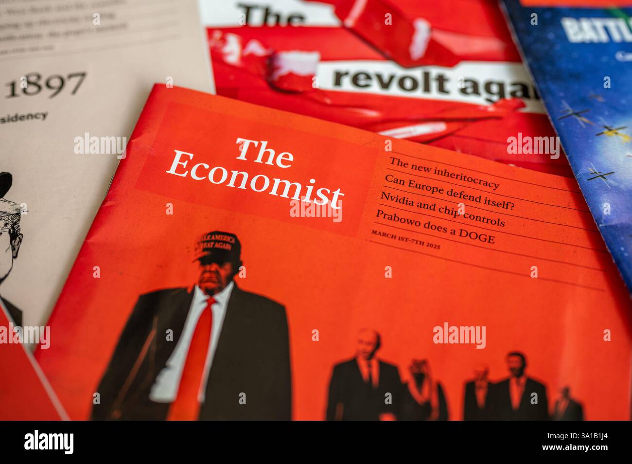 Calgary, Alberta - March 7, 2025: Covers of The Economist magazine with ...