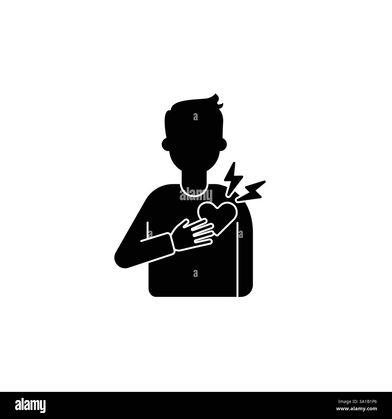 Heart attack icon illustrating health emergency with person clutching ...