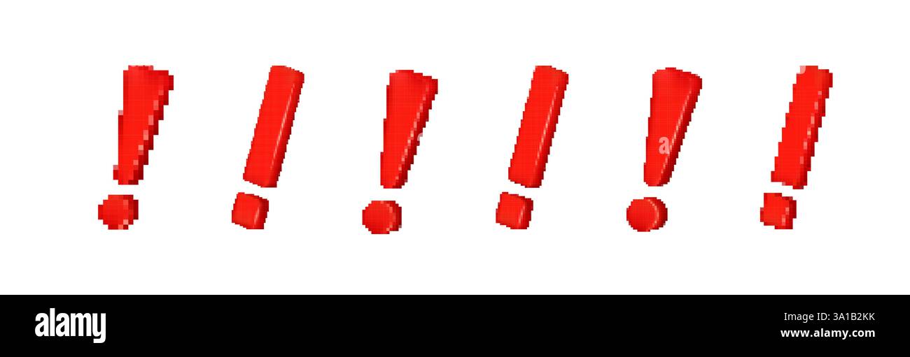 Multiple red exclamation marks in graphic design element with bright ...