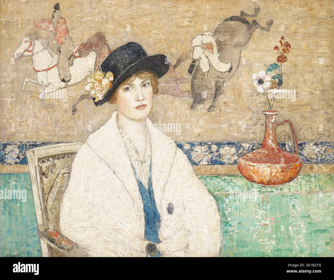 The Black Hat (Miss Dorothy Hart), 1916. Seated woman against a ...