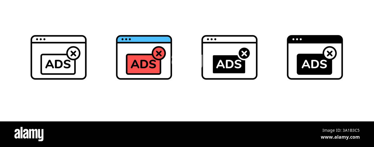 Various browser windows with close buttons on advertisements displays ...