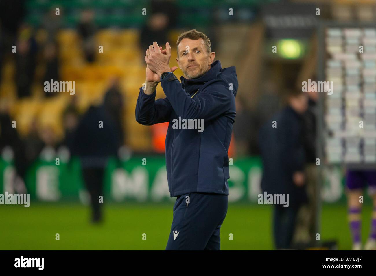 Oxford United Manager, Gary Rowett, applaud their supporters after the ...