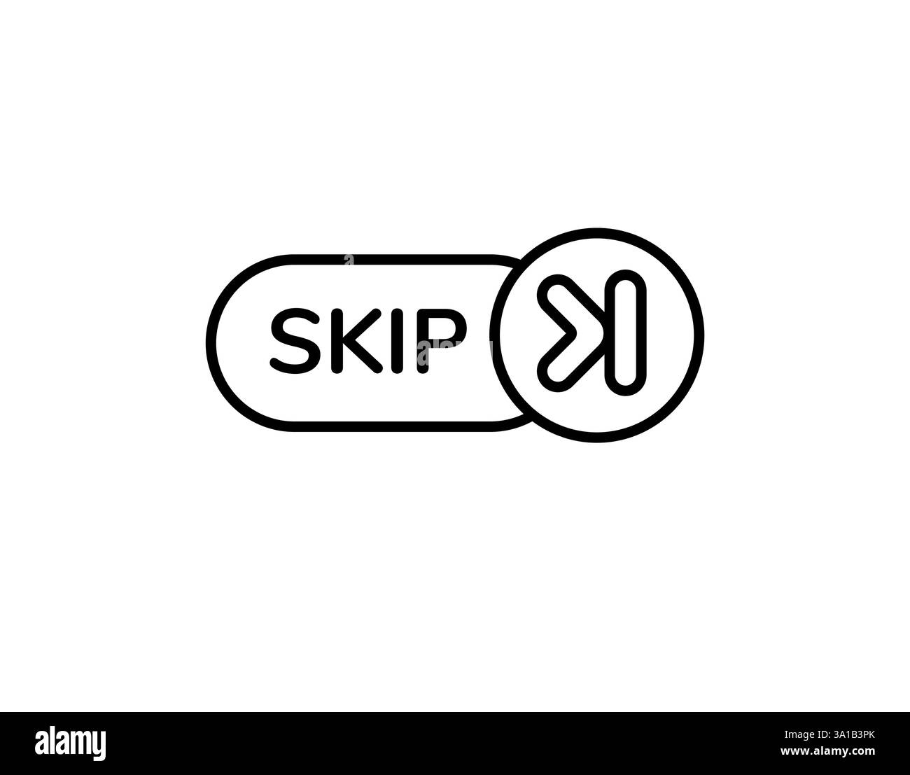 Minimalist skip button icon with play symbol in simple black and white design Stock Vector Image ...
