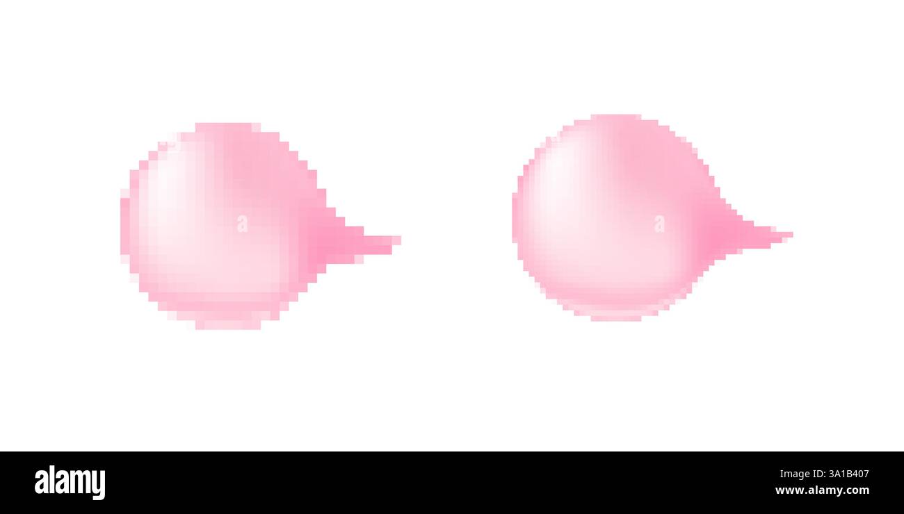 Two glossy pink exclamation marks facing each other in a minimal design ...