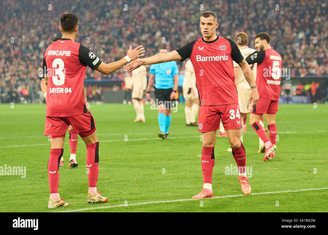 Granit Xhaka, Lev 34 Piero Hincapie, LEV 3 in the round of 16 first leg match FC BAYERN MUENCHEN ...