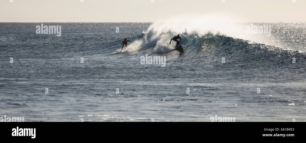Surfing on the small Cape Verde island of Santiago in the village of ...