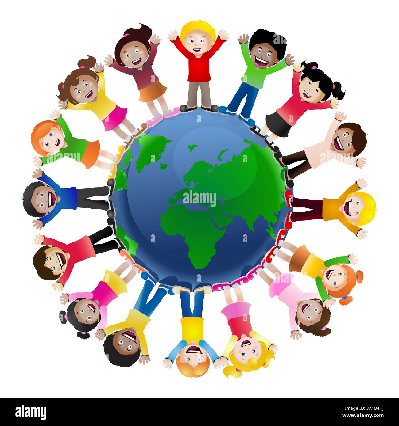 illustration of a global cheer up kids around the world on isolated ...