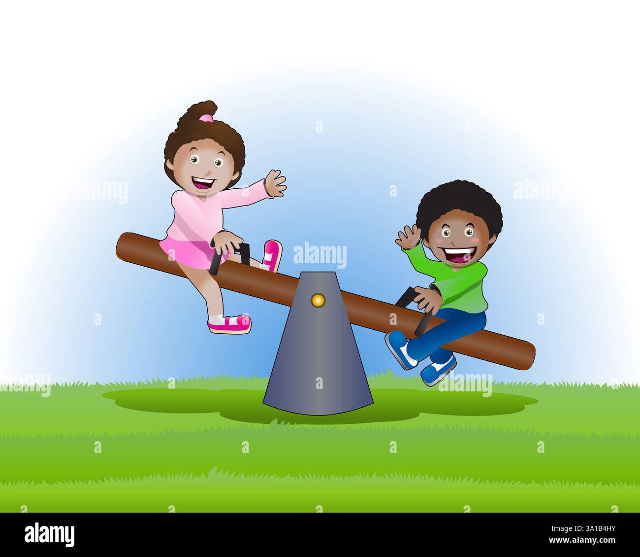 illustration of a kid couple feeling happy cartoon having fun playing ...