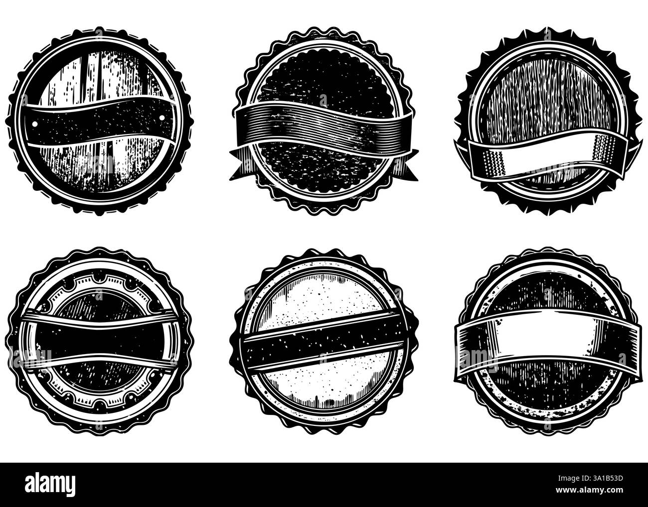 Empty round stamp. Set of black grunge stamps. Ink round stamp Stock ...