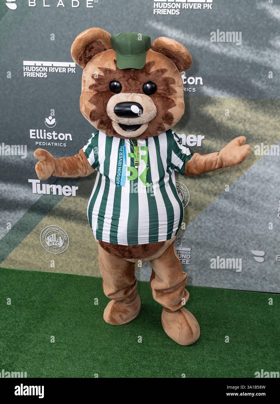 New York, USA. 07th Mar, 2025. Park mascot attends Hudson River Park ...