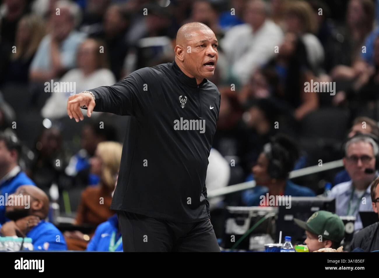Milwaukee Bucks head coach Doc Rivers instructs his team during an NBA ...