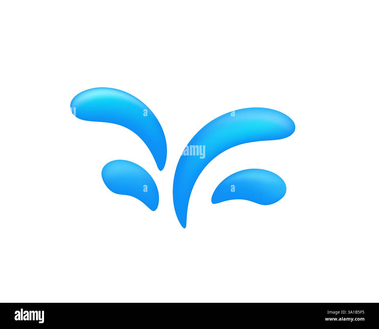 Blue water splash design with curved drops in rising motion for ...