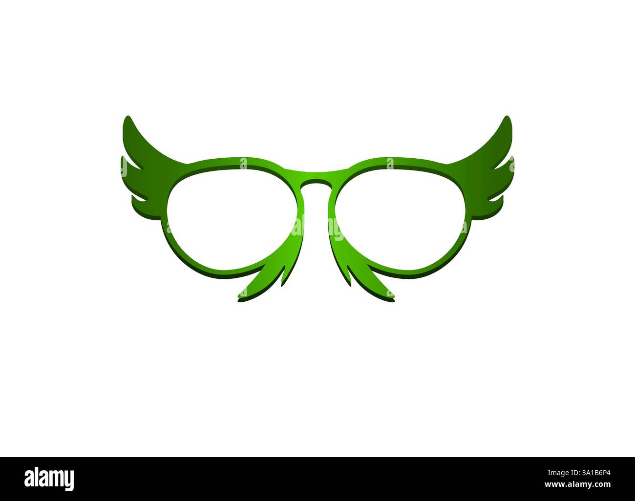 Green winged glasses with stylish feather-like side design for unique ...