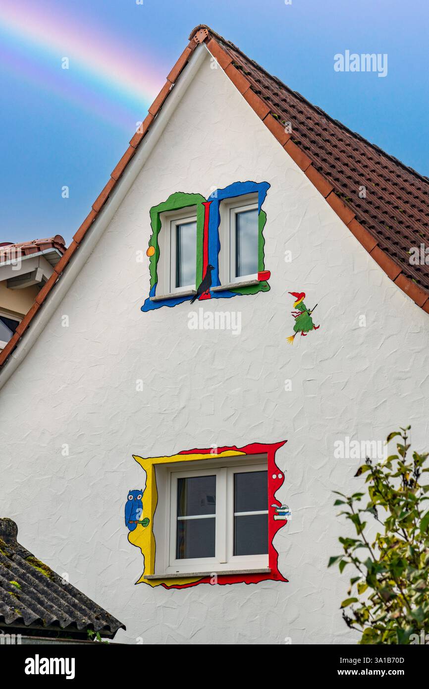 Colorful, fairytale window design in the outdoor area Stock Photo - Alamy