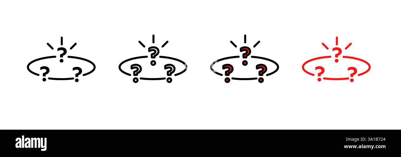 Question mark icon set with circular arrangement in black and red Stock ...